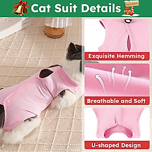 Hpetppy Cat Recovery Suit for Spay Abdominal Wounds, Kitten Onesie Bodysuit for Cats After Surgery, Cat Surgery Recovery Suit Female Cone of Shame Alternative for Cats Anti Licking (Pink,M)