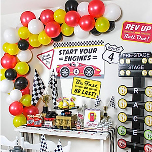 4E's Novelty 24 Race Car Popcorn Treat Boxes with 24 Checkered Flags, Black and White Racing Flag 6" x 4" (Serves 24) For Race Car Birthday Party Supplies, Monster Truck, Racing Theme Decorations