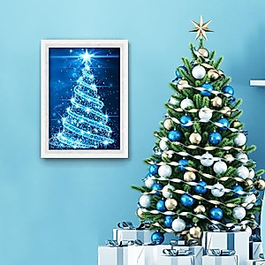 Clothmile Blue Christmas Tree Diamond Art Kit for Adults, Beginners, and Kids - Round Full Drill DIY Gem Art for Xmas Home Wall Decor