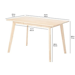 Amazon Basics FSC Certified Solid Wood Kitchen Rectangular Dining Table, Natural Wood, 29.5"D x 47.2"W x 29.5"H