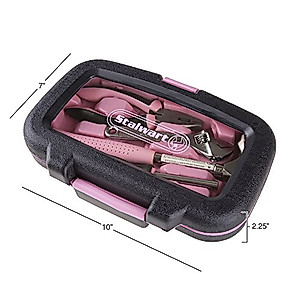 Stalwart 75-HT2015 Hand Tools, Pink Tool Set - 15 Piece by Stalwart, Set Includes – Hammer, Wrench, Screwdriver, Pliers (Tool Kit for the Home, Office, or Car)