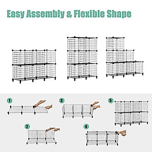 FUNLAX Shelf, 6 Cube Storage, Metal Closet Organizer, Bathroom Book Shelf, 22 lbs Capacity per Cube