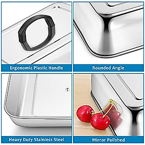 Rectangular Basting Cover, HaSteeL Stainless Steel Cheese Melting Dome Steaming Cover Lid, Heavy Duty Griddle Grill Accessories for Flat Top Teppanyaki BBQ Kitchen Indoor & Outdoor, Dishwasher Safe