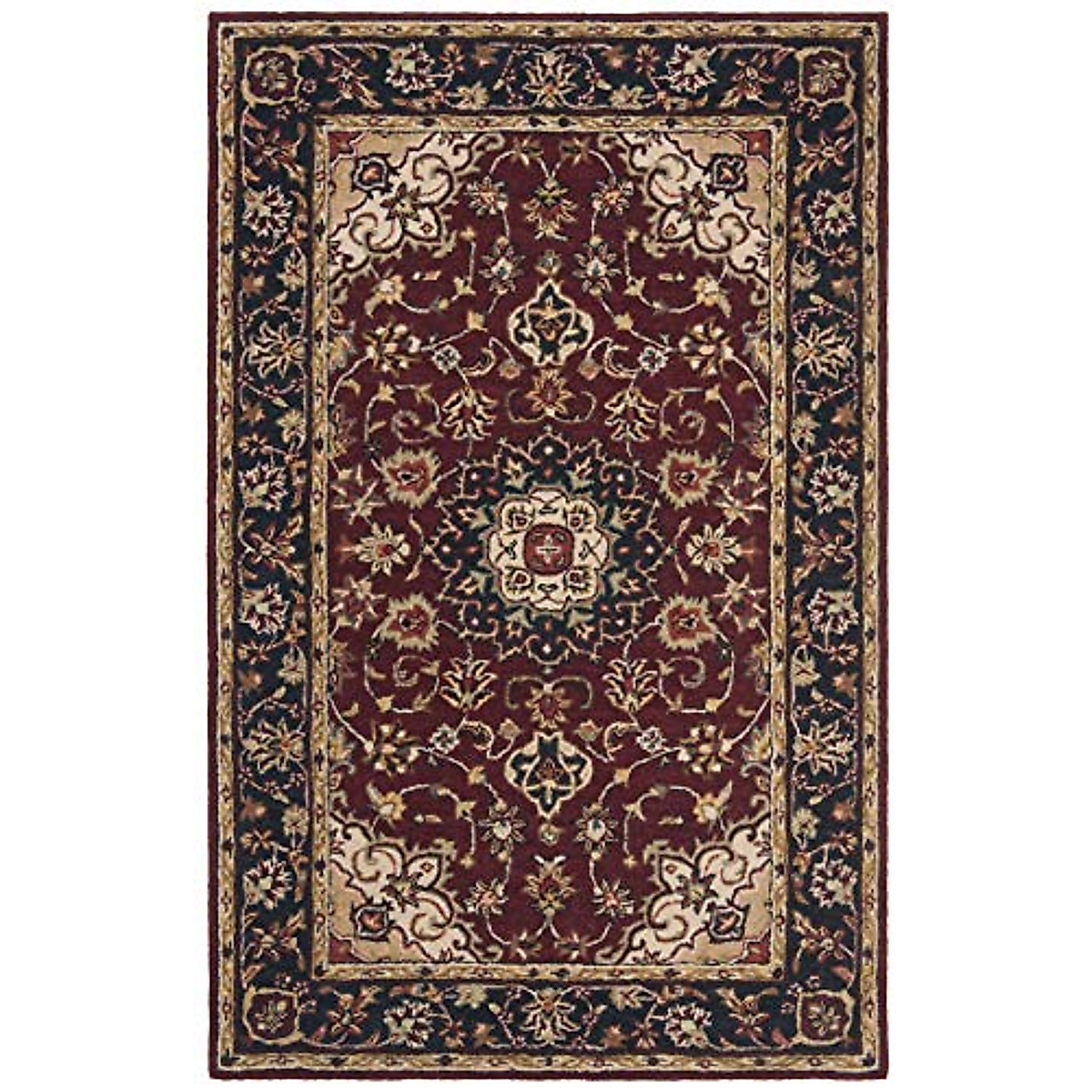 SAFAVIEH Classic Collection Area Rug - 5' x 8', Burgundy & Navy, Handmade Traditional Oriental Wool, Ideal for High Traffic Areas in Living Room, Bedroom (CL362A)