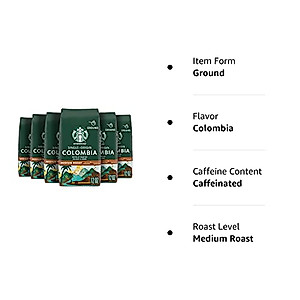 Starbucks Ground Coffeeâ€”Medium Roast Coffeeâ€”Colombiaâ€”100% Arabicaâ€”6 bags (12 oz each)