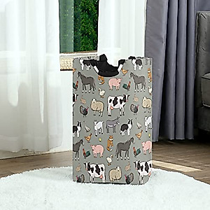 xigua Farm Animals Pattern Laundry Basket Waterproof Clothes Hamper Collapsible Durable Dirty Clothes Large Storage Laundry Organizer