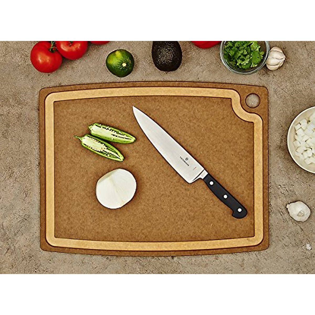 Epicurean Gourmet Series Cutting Board with Juice Groove, 19.5-Inch by 15-Inch, Nutmeg/Natural