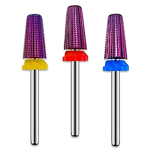 3Pcs Carbide 5 in 1 Nail Drill Bit Set- Two Way Rotate Use for Both Left and Right Handed- XF， F， M 3/32 Inches Brocas Para Drill Nails for Acrylic Nail Gel Fast Remove