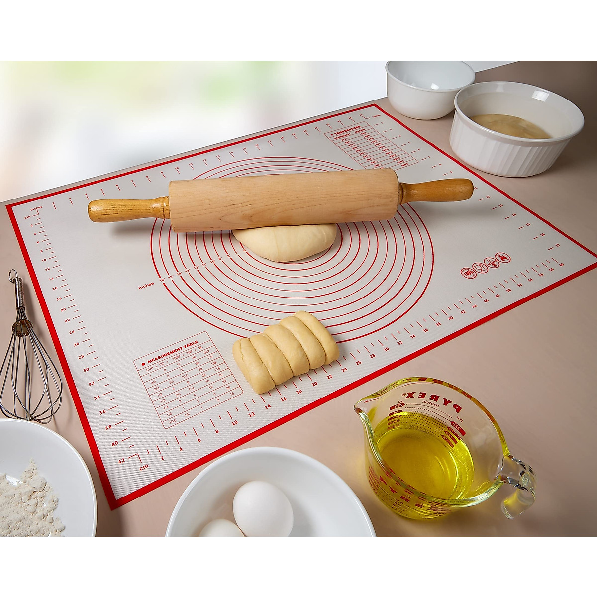 Silicone Baking Mat with Measurements 17 x 25 Inch, Food-Grade Non-Stick Pastry Rolling Sheet