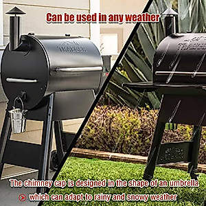 QQPOLE Replacement Umbrella Chimney Cap for Pellet Grill, Metal Chimney Top Accessories for Pit boss, Traeger, Camp Chef and Other Models ，Pellet Grill Chimney Replacement Accessories