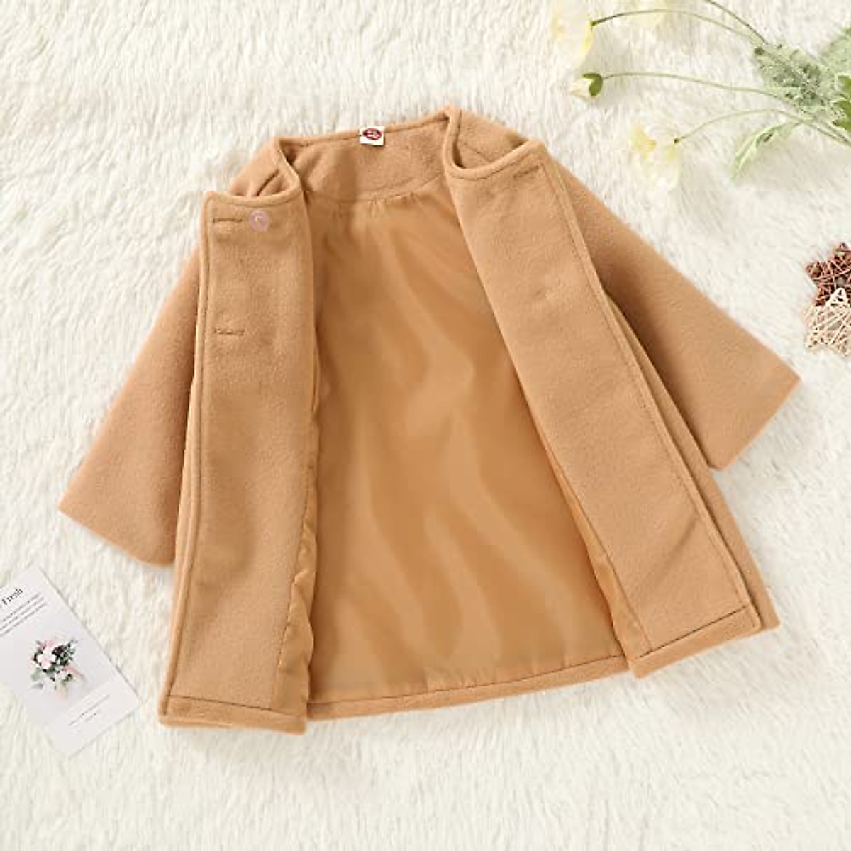 SWNONE Baby Coats Fall Winter Kid Baby Girl Cloak Button Jacket Clothes Baby Outwear Clothes (Khaki Coat, 12-18 m)