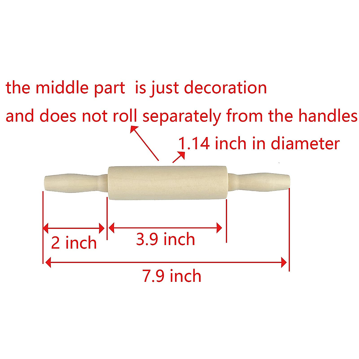 Miokun 12 Pack Wood Small Rolling Pin for Kids, 7.9 Inch Kids Rolling Pin for Home Kitchen (7.9 Inch)
