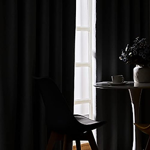 Top Finel Faux Linen 100% Blackout Heavy Curtains 84 Inches Long for Bedroom Living Room Thermal Insulated Drapes Room Darkening Rod Pocket Window Curtains, Light Grey Burlap, 2 Panels