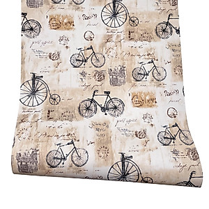 Yifely Shabby Chic Bikes Furniture Paper Self-Adhesive Shelf Liner Drawer Locker Sticker 17.7 Inch by 9.8 Feet