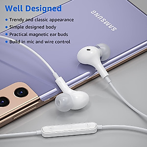 2-Pack USB C Headphones Magnetic Wired Earbuds in-Ear USB C Earphones with Mic Volume Control Stereo Noise Canceling for iPad Air (M2),Samsung S24 S23 Ultra S22 S21 S20 A53,Pixel 6a 6 7 OnePlus 11