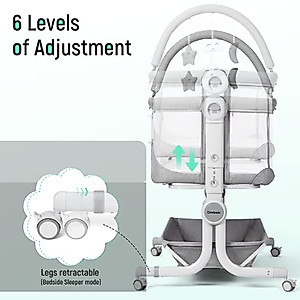 Cowiewie Baby Bassinet 2-1 Beside Sleeper with Wheels & Hanging Toys for Baby Foldable - Handbag can be Stored or Carried Out