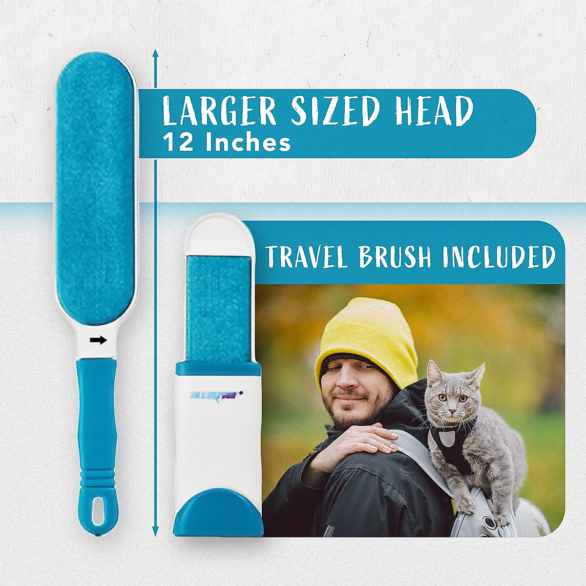 Lint Brush and Pet Hair Remover for Laundry, Clothes, Couches, Car Seats, Furniture and Fabric. Reusable Dog and Cat Fur Wizard Hair Removal Brush. ALLISTAR (Sky Blue)