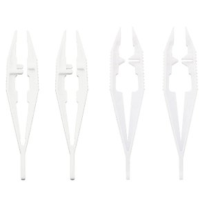 Bead Tweezers ZYAMY 4pcs White Bead Tweezers Beading Projects for Handmade DIY Crafts (2 Styles), Plastic Clip For Fuse Beads