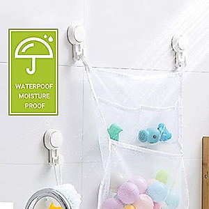 Elegear Suction Cup Hooks for Shower, Heavy Duty Shower Suction Hooks (4-Pack) Waterproof Shower Hooks for Loofah, Robe, Towel Reusable Vacuum Suction Hooks for Bathroom Kitchen