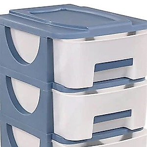 Homeplast Oyma 37 Inch Tall Plastic 5 Drawer Home Storage Indoor/Outdoor Organizer Shelf Unit with Perforated Ventilated Drawers, Blue