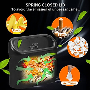 Laroba Car Trash Can with Lid - Mini Auto Dustbin Garbage Organizer | Two Roll Plastic Trash Bags | Automotive Garbage Container Bin for Vehicle, Home, Office