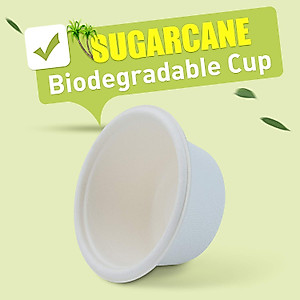 Green Earth, 2 oz Bagasse Compostable Cups, Biodegradable Sugarcane Fiber Material, White, 50-Pack