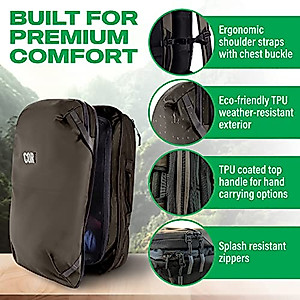 COR Surf Carry On Travel Backpack Bundle | Island Hopper Travel Backpack with Toiletry Bag and Compression Packing Cube Set (38L, Red)