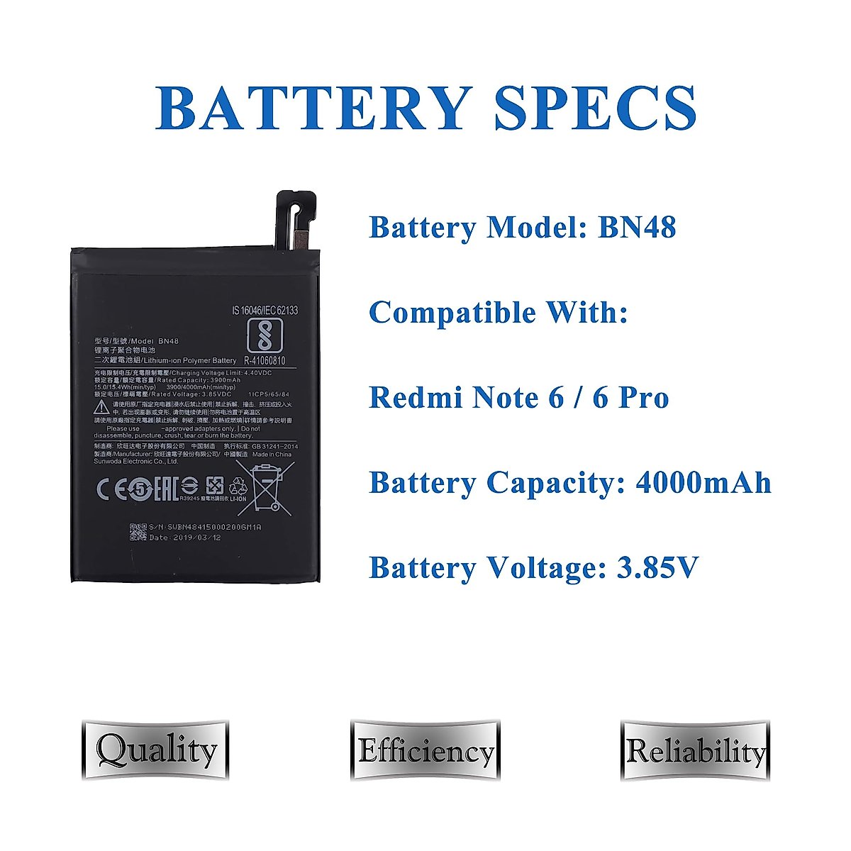 MAXSHARKS New Upgraded Battery for Redmi Note 6 / Redmi Note 6 Pro, BN48 Replacement Battery Compatible with Redmi Note 6 / Redmi Note 6 Pro, with Repair Tools & Instruction