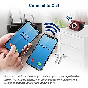 VTECH VS122-16 Retro-Design DECT 6.0 Cordless Phone: Bluetooth Connect to Cell, Call Blocker, Answering System, Full-Duplex Speakerphone, Up to 1000 Phonebook Contacts & 1000 Call Block Entries