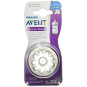 Philips AVENT Natural Baby Bottle Medium Flow Nipple 3M+, One Size, 2 Count