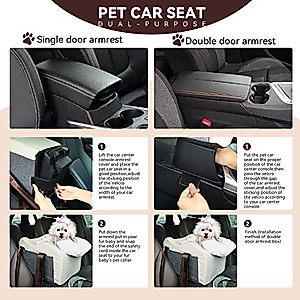 Dog Car Seat for Small Dog Center Console Seat Pet Booster Seat for Car Puppy Car Seat for Small Dogs(Beige)