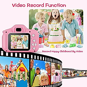Kids Camera, Toddler Camera Children Digital Camera Toys with 13MP Video Camcorder 32GB SD Card and Camera Case for 3–10 Year Old Boys and Girls Pink