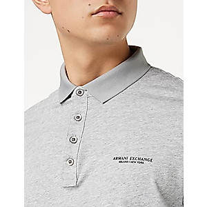 A|X ARMANI EXCHANGE mens Milano/Ny Logo Jersey Polo Shirt, Grey (Bros Bc06 Alloy Htr 3901), Large US