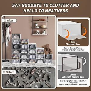 LULUGOGOTOP 20 Pack Shoe Box Stackable Storage Organizer Clear Sneaker Case Container Space Saving for Closet Bedroom Bathroom