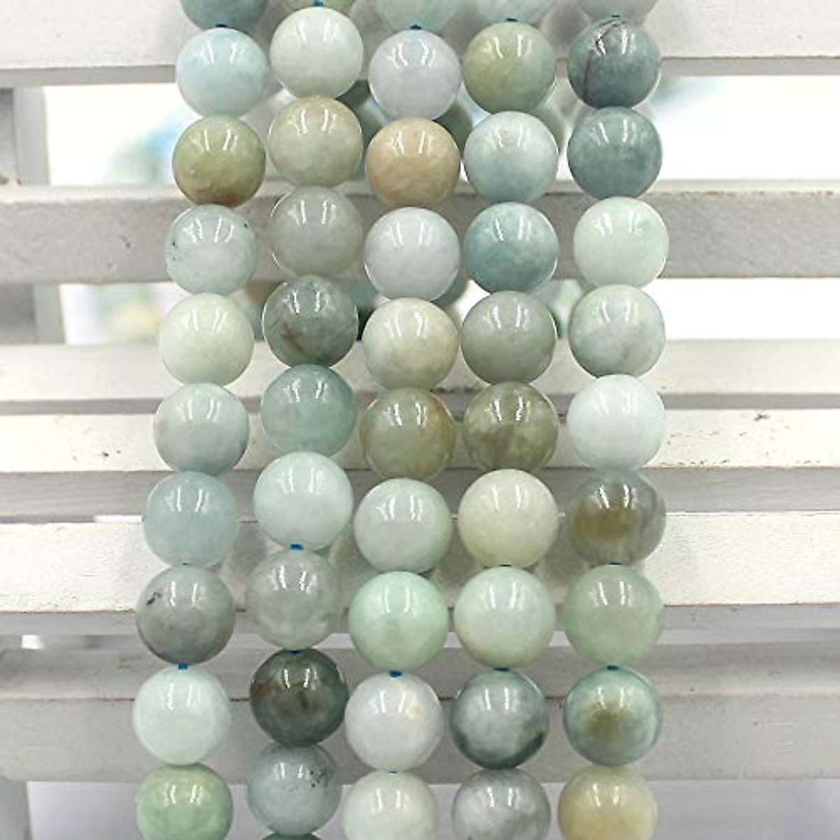 SR BGSJ Jewelry Making Natural 8mm Round Burmese A Grade Jadeite Jade Gemstone Loose Spacer Loose Craft DIY Beads Strand 15'