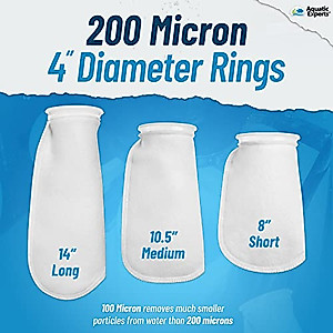 4 inch Ring Filter Socks 200 Micron, Filter Socks for Saltwater Aquarium, Sump Filter Sock, Felt Aquarium Socks, Reef Filter Sock - Custom Made in The USA (4" x 14", 2 Pack)