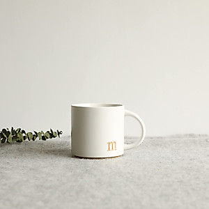 COLLECTIVE HOME - Monogram Ceramic Mugs, 15 oz Golden Initial Coffee Cups, Elegant Alphabet Tea Mugs, Elegant Personalized Mug with Gift Box, Luxurious Cups for Office and Home (m)