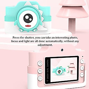 QSYY Children's Camera Toy 32 Million Pixels 1080P High-Definition Video Dual Lens, 2 Inch IPS Eye Protection Screen, 3-10 Year Old Girl Boy Digital Camera Gift, with 32GB SD Card,Green