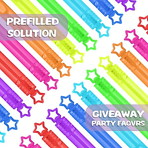 32 Pcs 8 Colors Neon Bubbles Party Favors For Kids, Mini Star Bubble Wand Bulk In Gift Box as Goody Bags Stuffer, Classroom Giveaways, Carnival Prizes Toy, Birthday Treats, Party Supplies For Toddlers