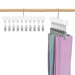 Leggings Organizer for Closet Hanging, 2 Packs Wooden Pants Hangers Hold Up to 20 Shorts, 360° Swivel Space Saving Closet Hanging Organizer for Hats, Underpants, Scarfs, White