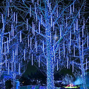 LED Rain Light 80cm 8 Tubes 576 LED Snow Fall Lighting Outdoor Christmas Lights Cascading Icicle String Light for Indoor Outdoor Wedding Garden Tree Home Decor, Blue