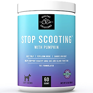 Dog Fiber Soft Chews Supplement - Stop Scooting Digestive Formula Enhanced with Pumpkin, Psyllium Husk, & Beet Pulp - Supports Dogs Healthy Anal Gland, Stool & Constipation - Made in USA, 60 ct
