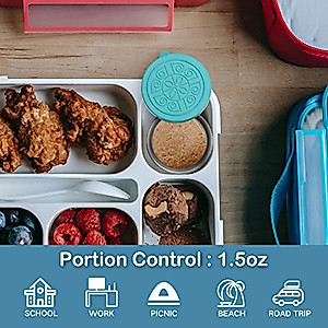 VOLCANOES CLUB Salad Dressing Container To Go - 6×1.5oz Mini Stainless Steel Food Storage Condiment Containers with Silicone Lids - Small Sauce Cups for Lunch Box - Leakproof Reusable Work School