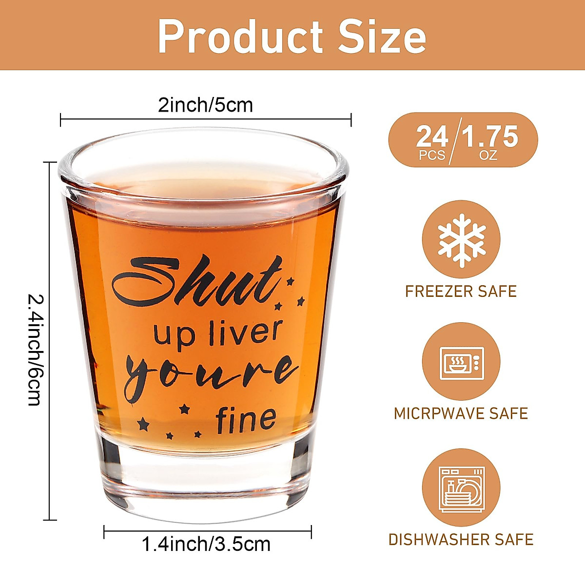 Kolewo4ever 24 Pieces Funny Friends Shot Glasses Funny Friends Shot Glasses Clear Shot Glass Cups with Heavy Base for Adult Small Glass Shot Cups 1.75 oz Shot Glass for Best Friends (Style-1)