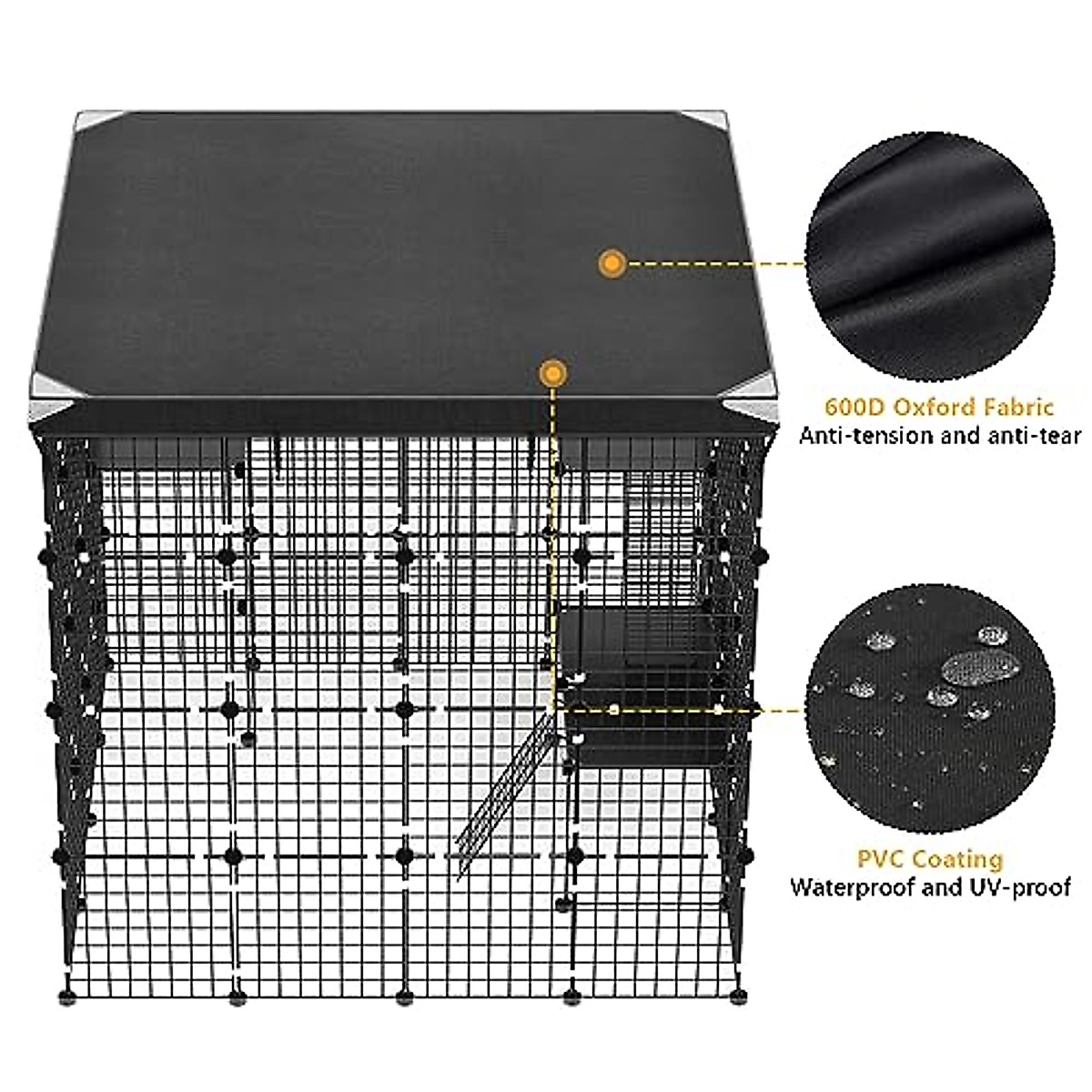 XiaZ Cat Cage Indoor with Crate Cover, DIY Outdoor Cat Enclosures Metal Wire Playpen Large Exercise Place for 1-5 Cats, Rabbit,Ferret,Guinea Pigs,Chinchilla,Squirrel Small Animals