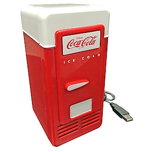 Coca Cola Single Can Cooler, Red, USB Powered Retro One Can Mini Fridge, Thermoelectric Cooler for Desk, Home, Office, Dorm, Unique Gift for Students or Office Workers