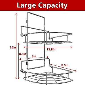Vdomus Corner Shower Caddy 2 Tier Polished Chrome & 4 Pieces Transparent Adhesives 7.87 x 3.15 inches for No Drilling Needed Bathroom Shower Organizer