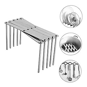 GANAZONO Folding Pot Lid Holder Stainless Steel Dish Drying Rack Dish Storage Rack Silverware Holder Baking Pan Cooling Rack Reusable Container Plate Drying Rack Dish Storage Stand Silver