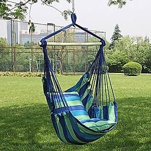 Sorbus Stylish Swing Chair - Fine Cotton Weave for Super Comfort & Durability- Hanging Hammock Chair w/2 Seat Cushions- Portable Outdoor Hanging Chair w/Hardware Kit - Indoor Outdoor Use - Max 265lbs