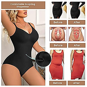 UniikStuff Bodysuit for Women - Seamless Tummy Control Shapewear Sculpting Thong Sleeveless Women Body Shape(1 Pack)